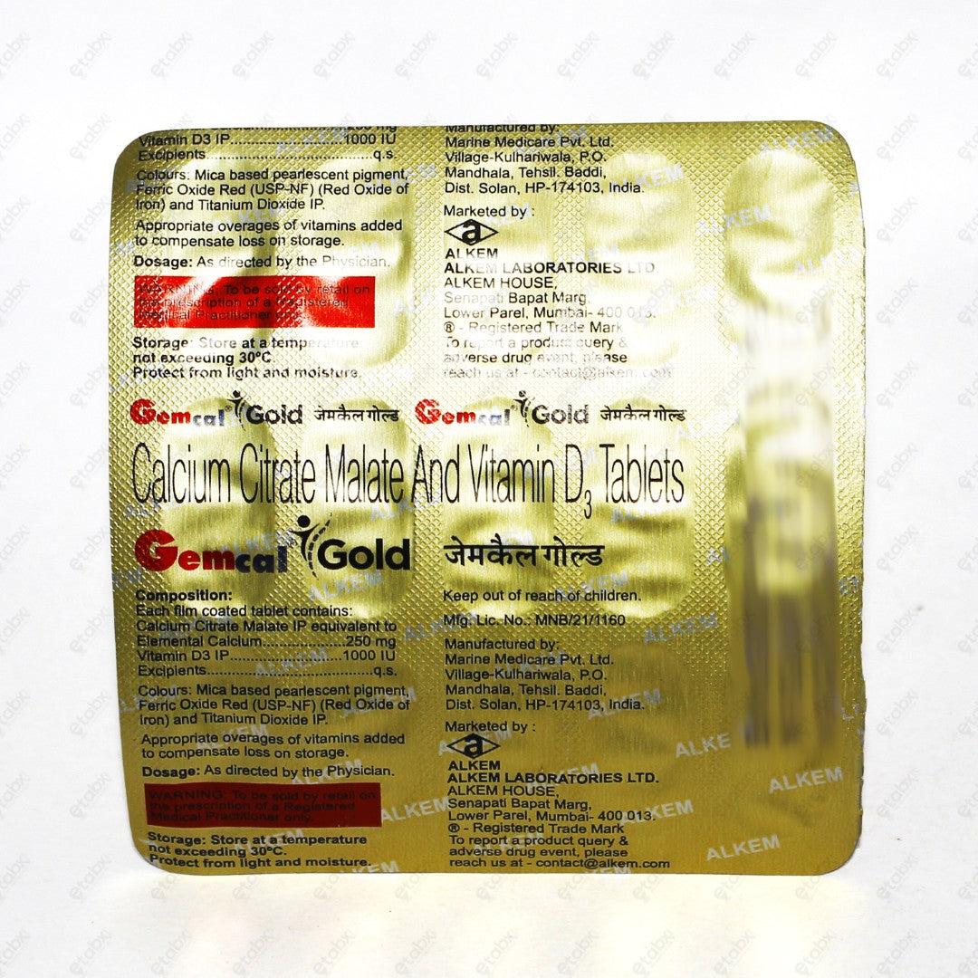 Gemcal Gold Tablet 15'S – ETABX